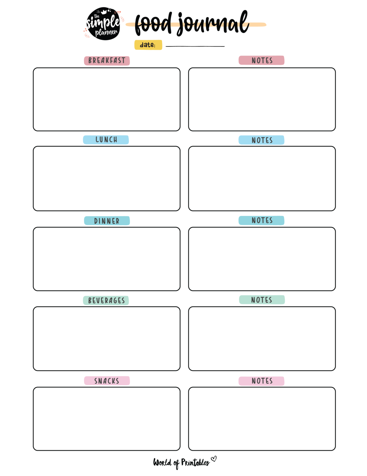 Food Journal Printables - World of Printables