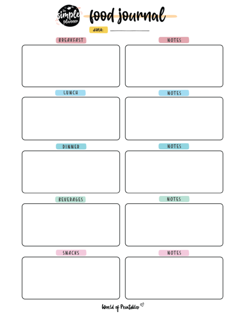 Food Journal Printables - World of Printables