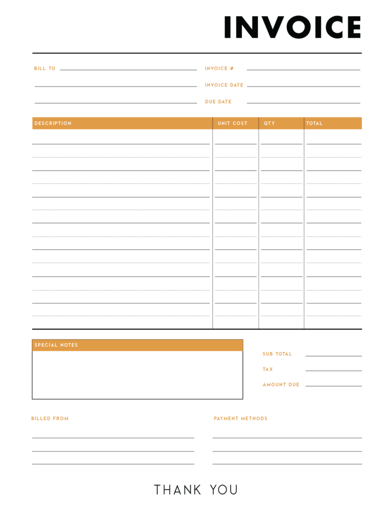 Free Invoice Templates PDF - World of Printables