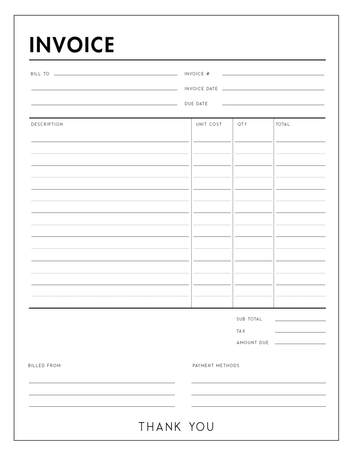 Free Invoice Templates PDF - World of Printables