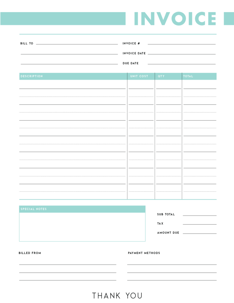 Free Invoice Templates PDF - World of Printables