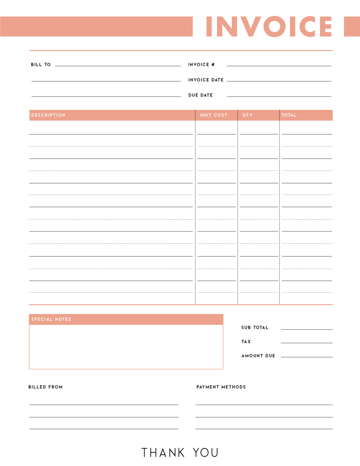 Free Invoice Templates PDF - World of Printables