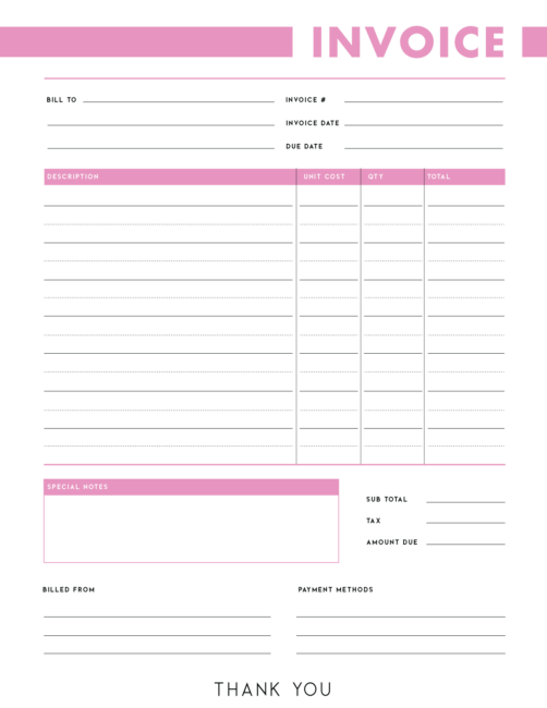 Free Invoice Templates PDF - World of Printables
