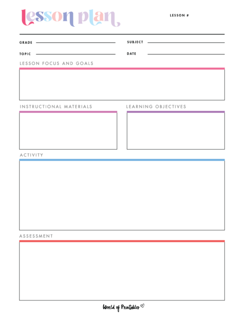 Lesson Plan Templates - World of Printables