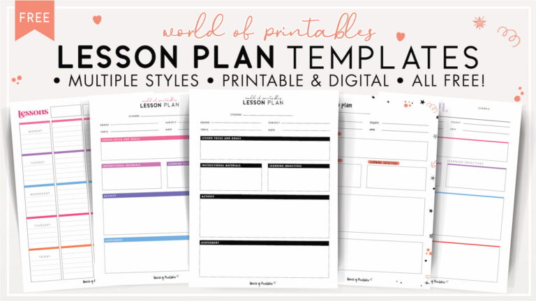 Lesson Plan Templates - World of Printables