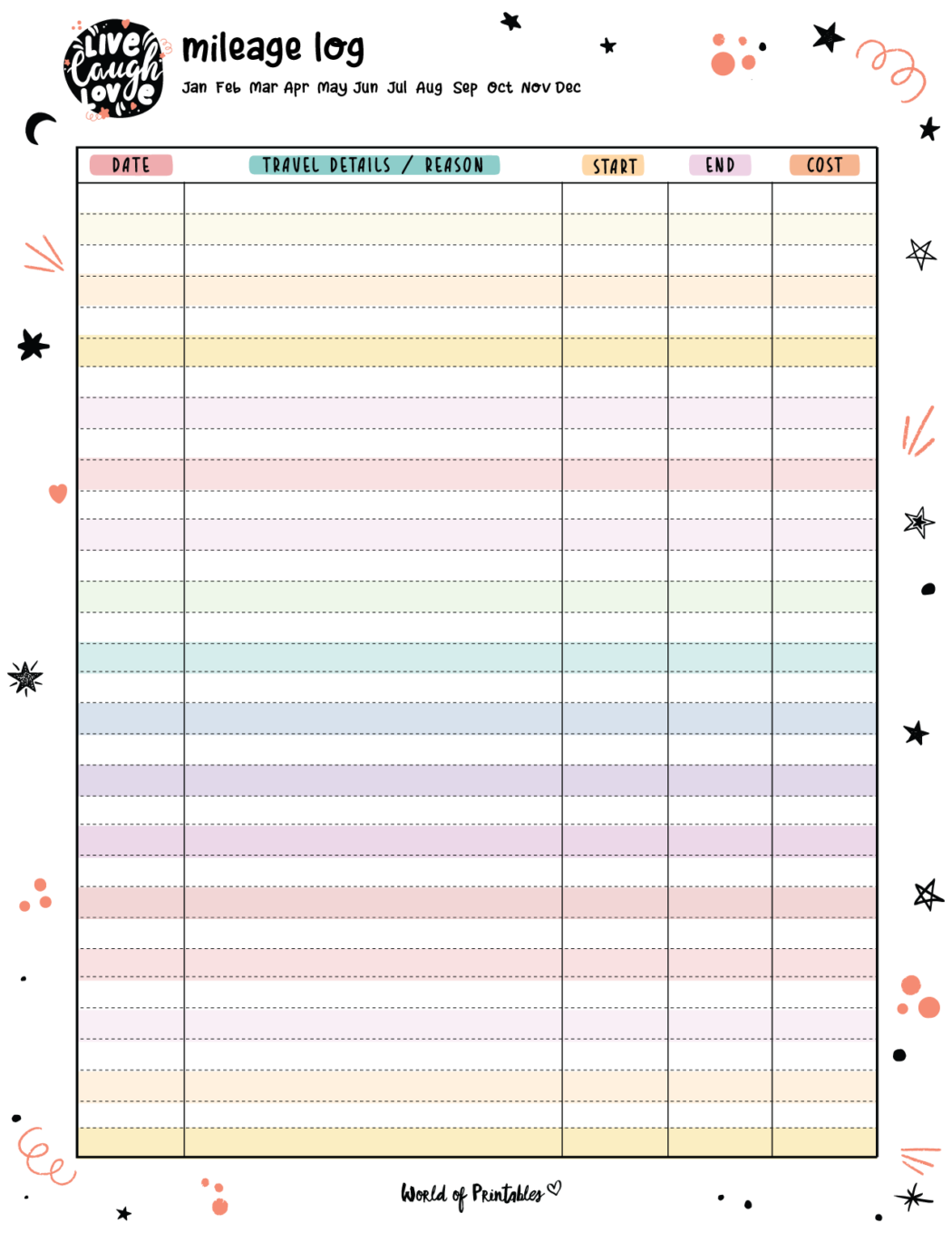 Mileage Log Templates - 15 Best Styles - World of Printables