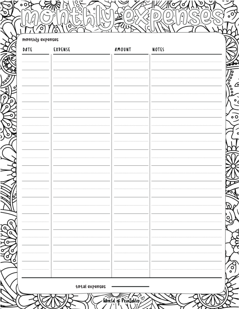 Expense Tracker Templates - World of Printables