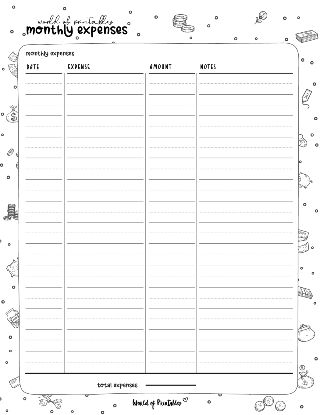 Expense Tracker Templates - World of Printables