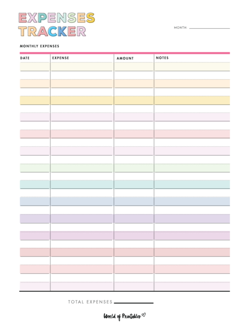 Expense Tracker Templates - World of Printables