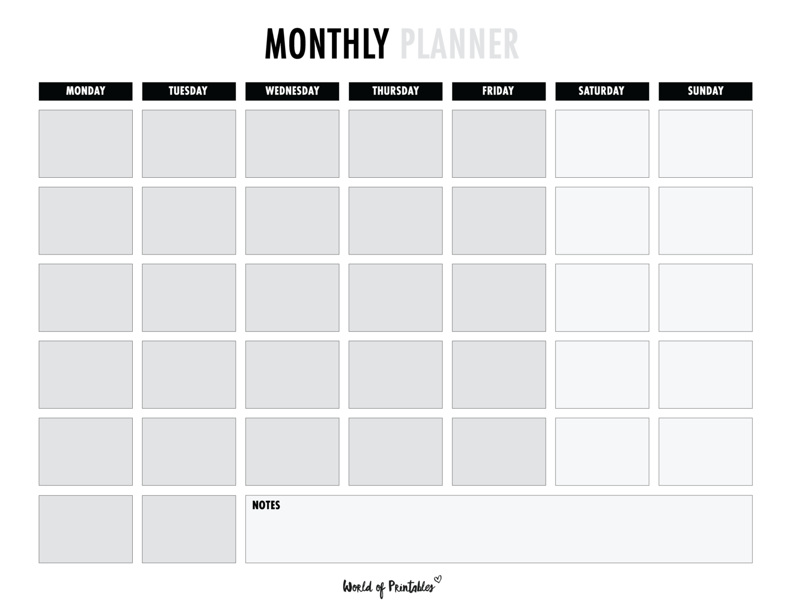 FREE Printable Monthly Planners - World of Printables