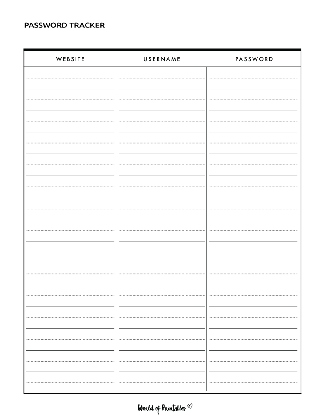 Password Logs - 25 Free Password Templates - World of Printables