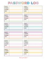Password Logs - 25 Free Password Templates - World of Printables