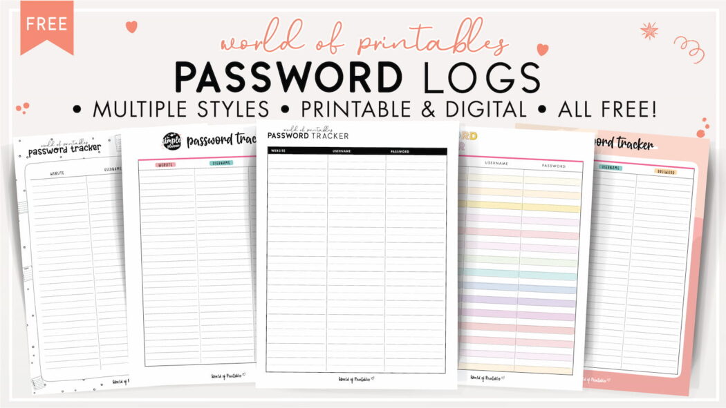 Printable Password Trackers - World of Printables