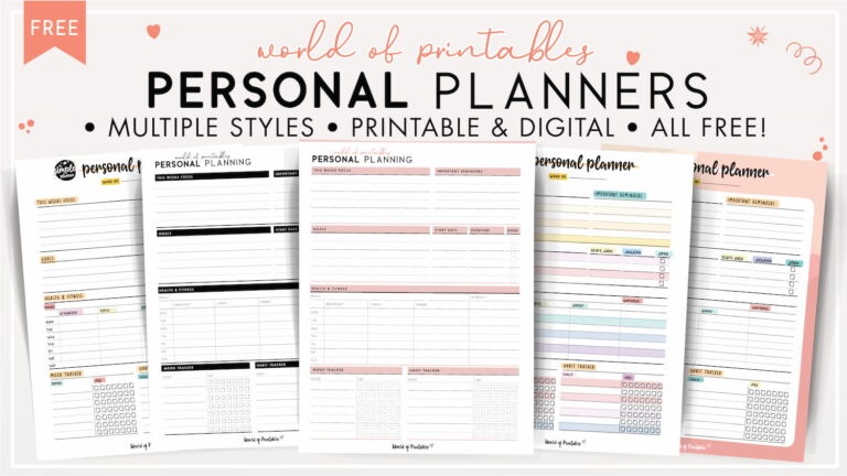 Download Personal Planner Templates PDF - World of Printables
