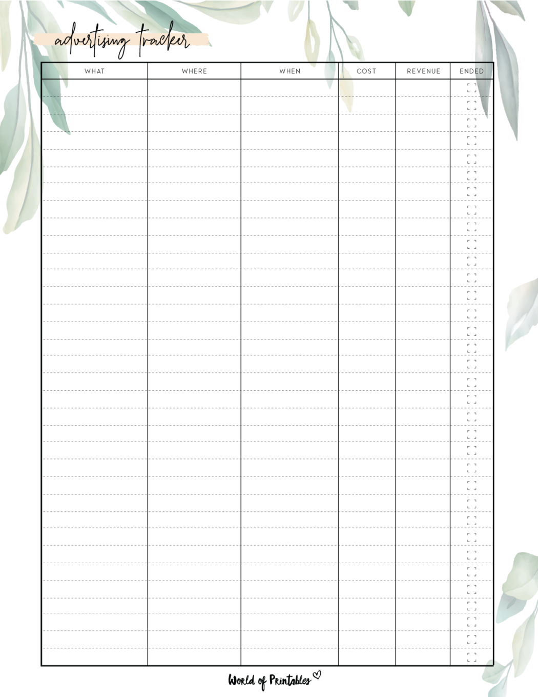 Advertising Tracker Templates For Your Small Business - World of Printables