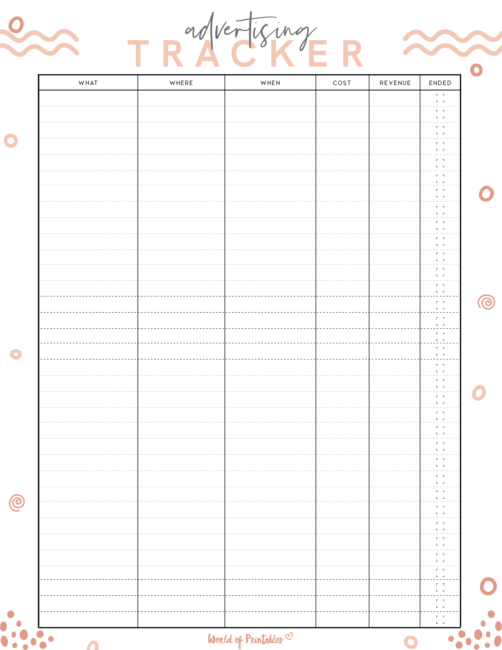 Advertising Tracker Templates For Your Small Business - World of Printables