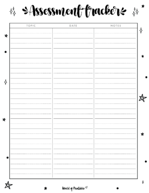 Assessment Trackers - World of Printables