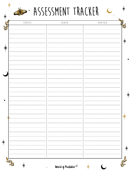 Assessment Trackers - World of Printables