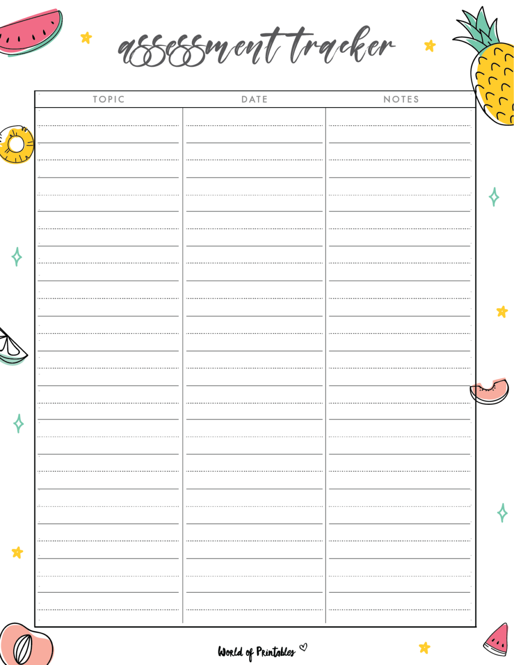 Assessment Trackers - World of Printables
