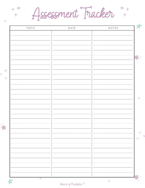 Assessment Trackers - World of Printables