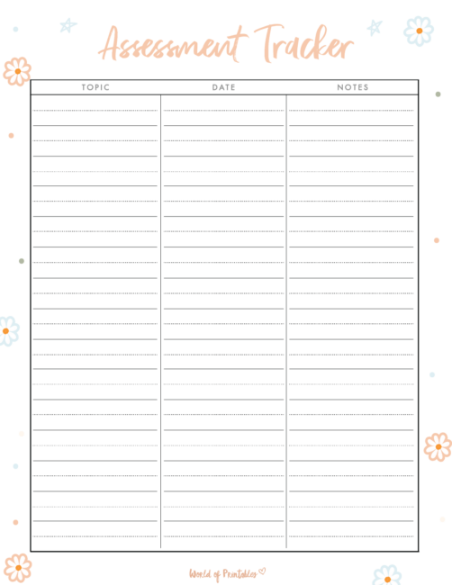 Assessment Trackers - World of Printables