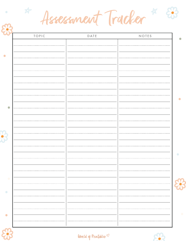 Assessment Trackers - World of Printables