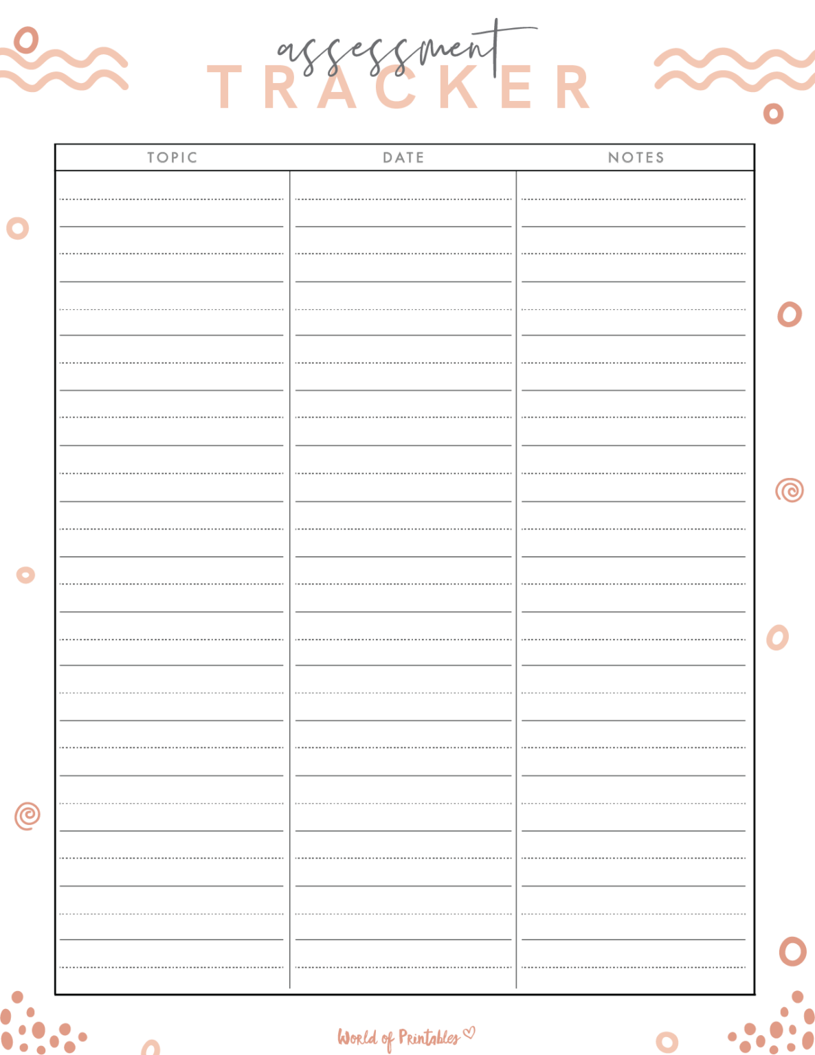 Assessment Trackers - World of Printables