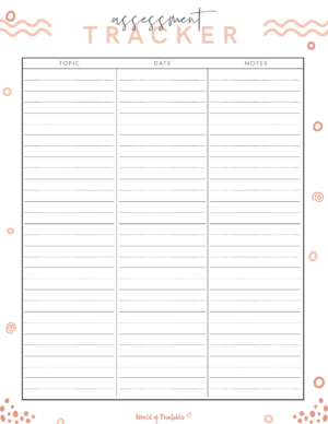Assessment Trackers - World of Printables