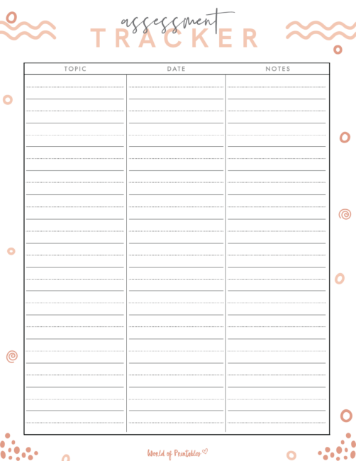 Assessment Trackers - World of Printables