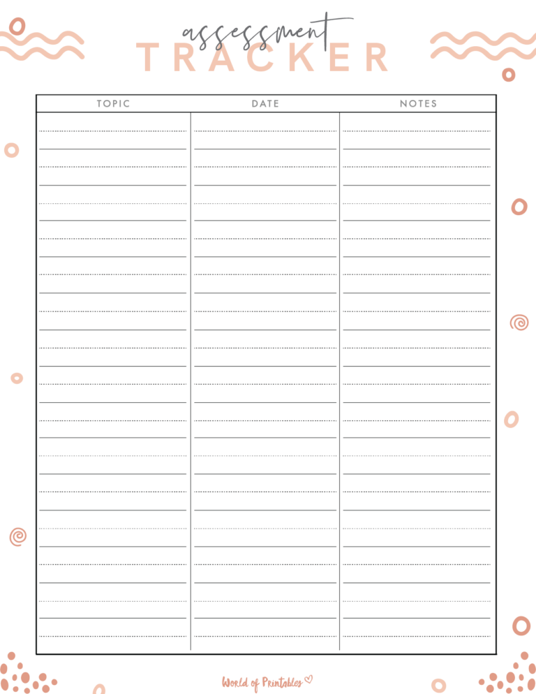 Assessment Trackers - World of Printables