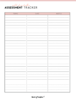 Assessment Trackers - World of Printables