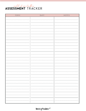Assessment Trackers - World of Printables
