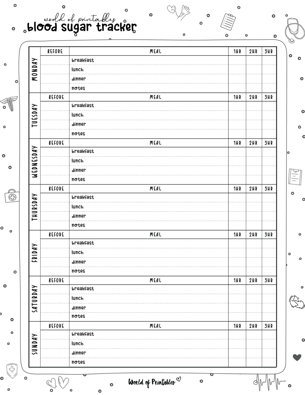 Blood Sugar Logs - World of Printables