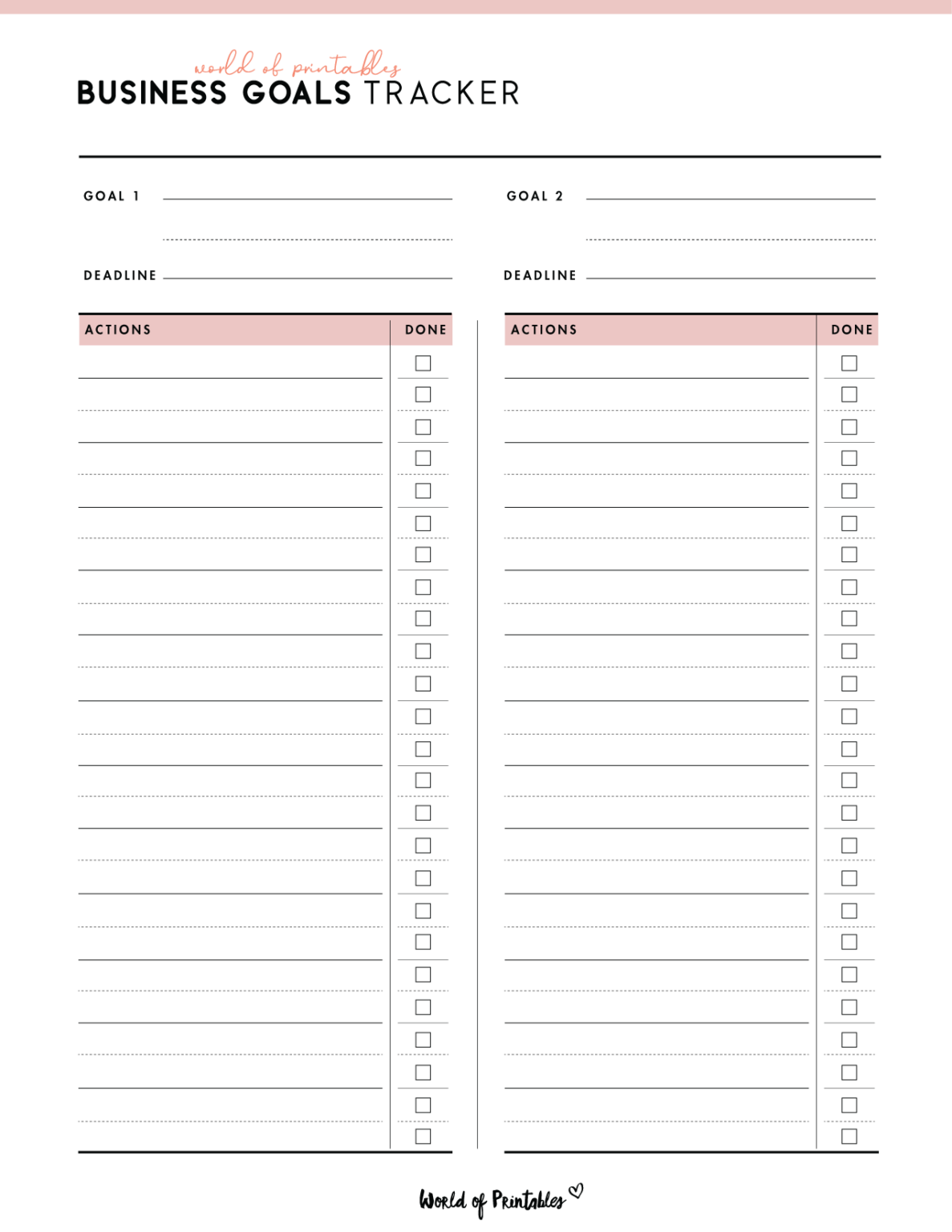 Business Goal Setting Worksheet PDF - World of Printables