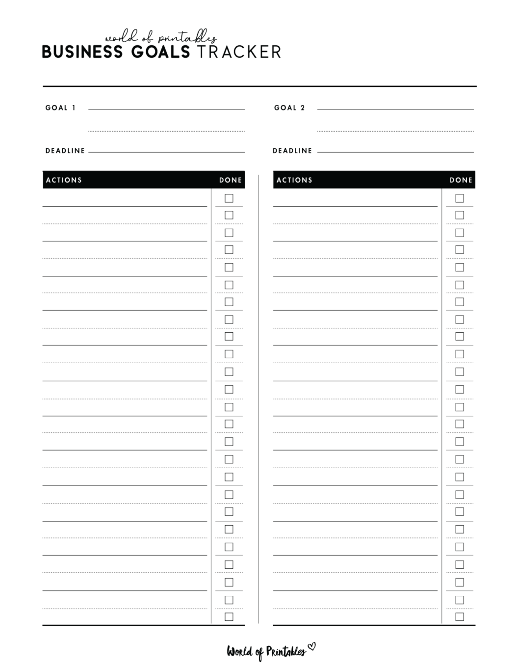 Business Goal Setting Worksheet PDF - World of Printables