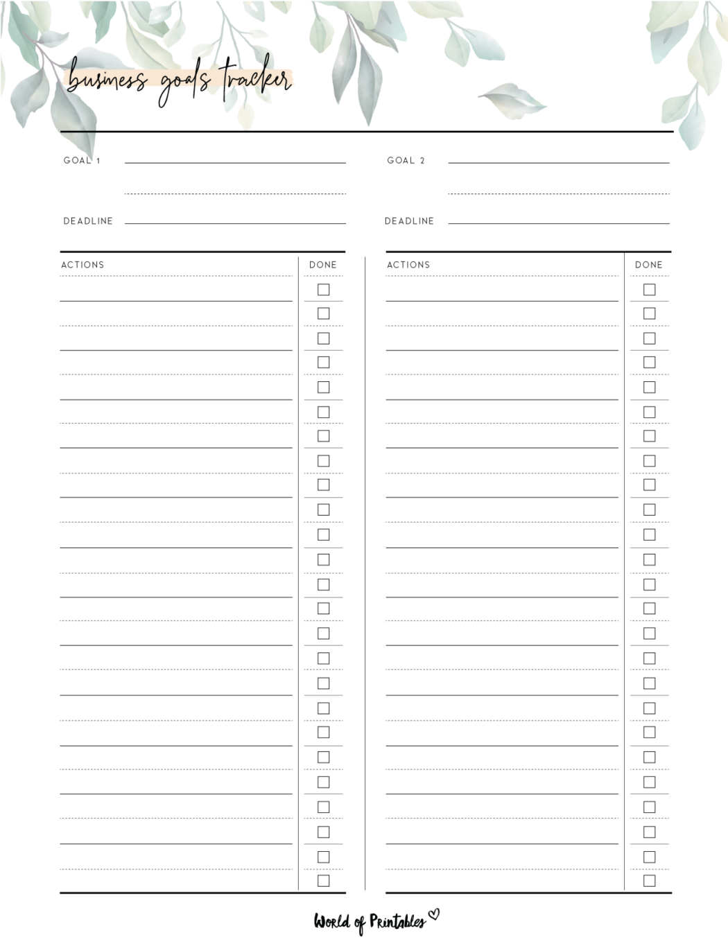 Business Goal Setting Worksheet PDF - World of Printables