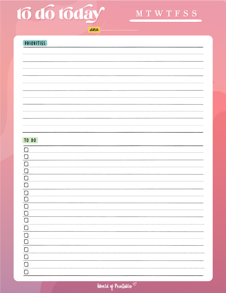 Daily To Do List Templates - World of Printables