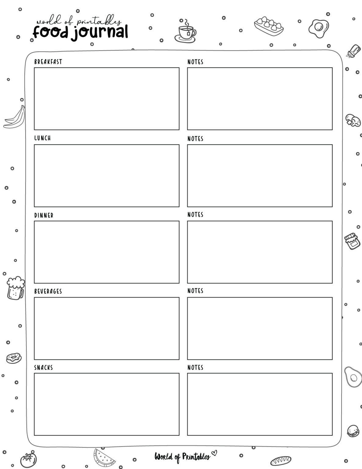 Food Journal Printables - World of Printables