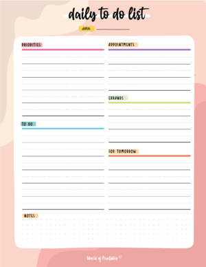 Daily To Do List Templates - World of Printables