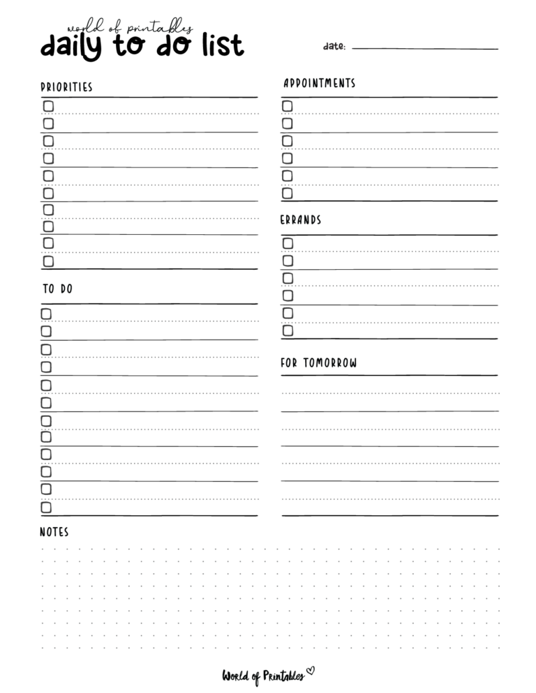 Daily To Do List Templates - World of Printables