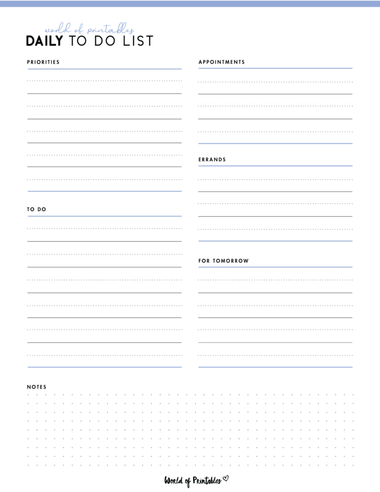 Daily To Do List Templates - World of Printables