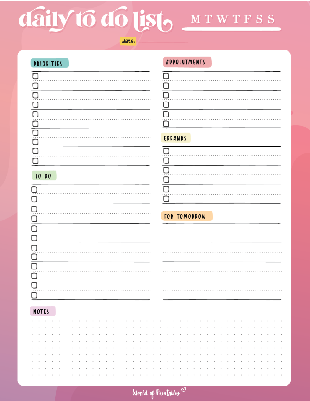 Daily To Do List Templates - World of Printables