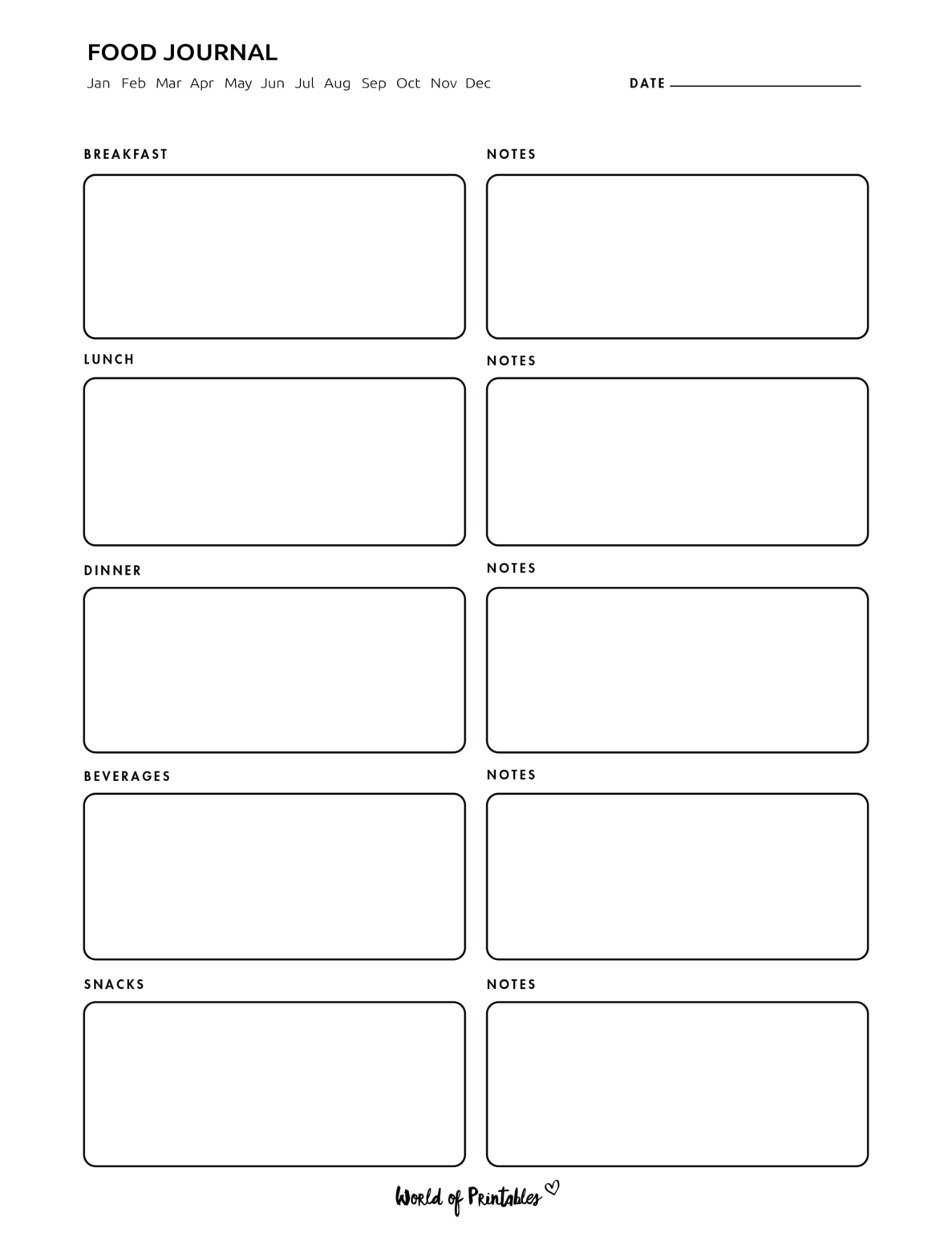 Food Journal Printables - World of Printables