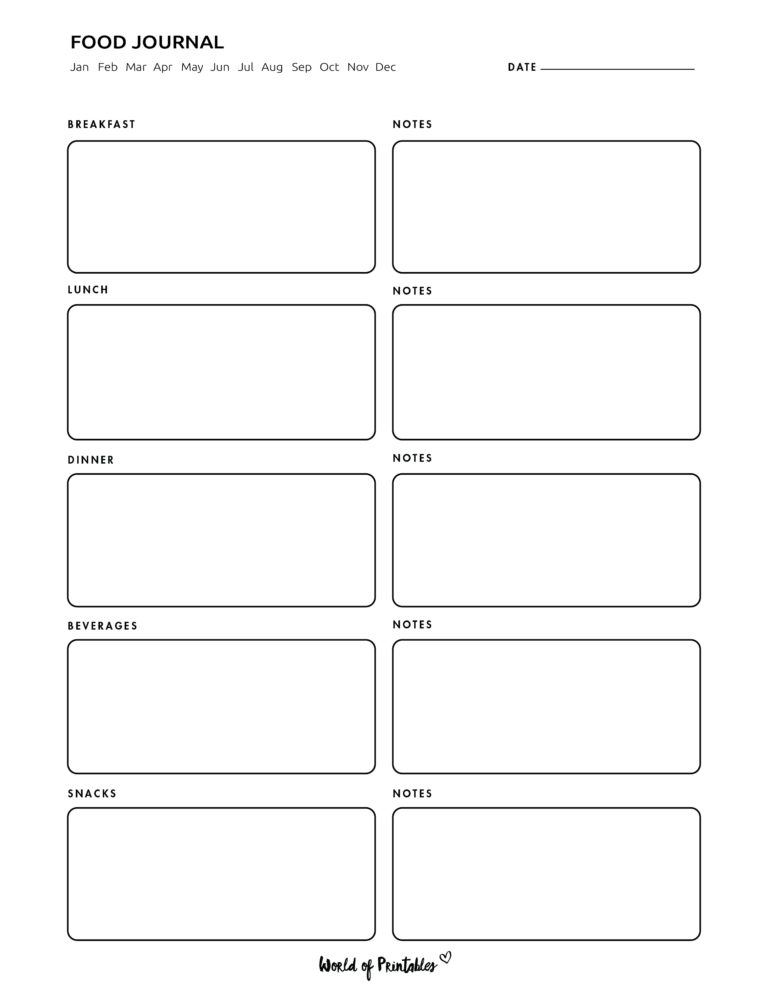 Food Journal Printables - World of Printables