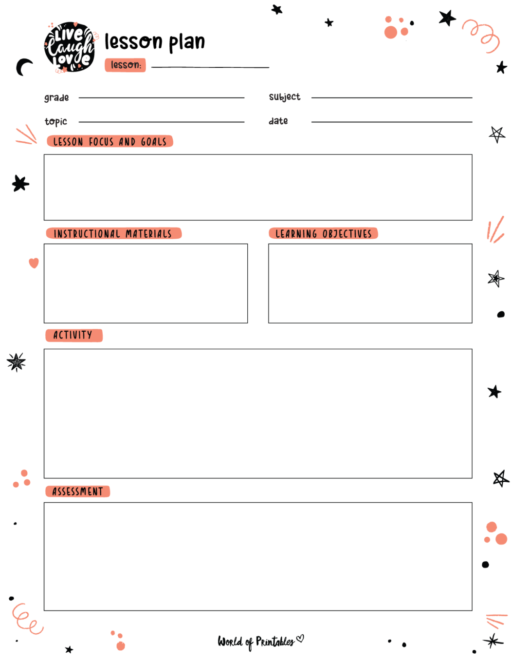 Lesson Plan Templates - World of Printables
