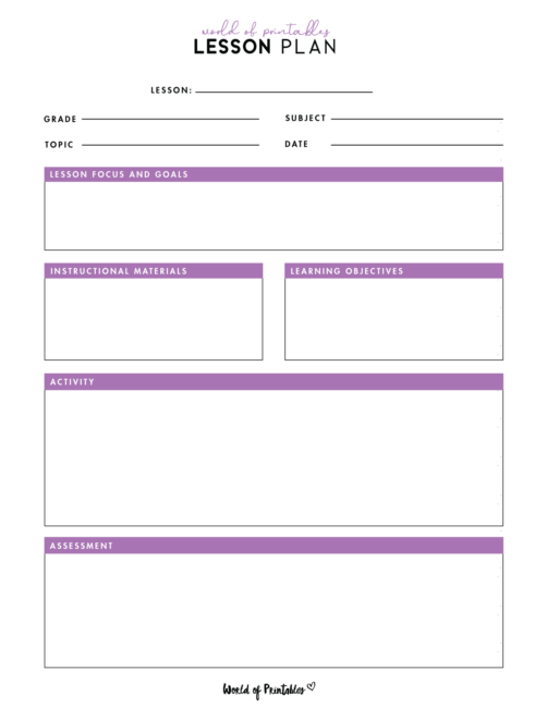Lesson Plan Templates - World of Printables
