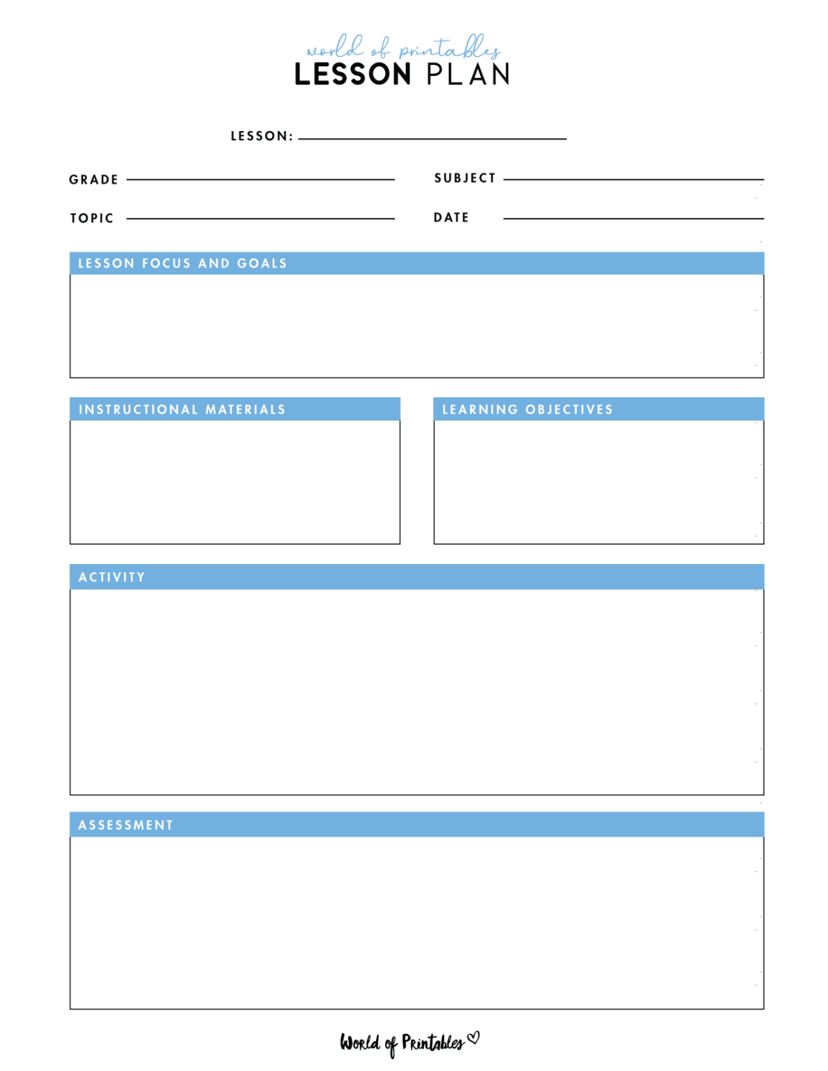 Lesson Plan Templates - World of Printables