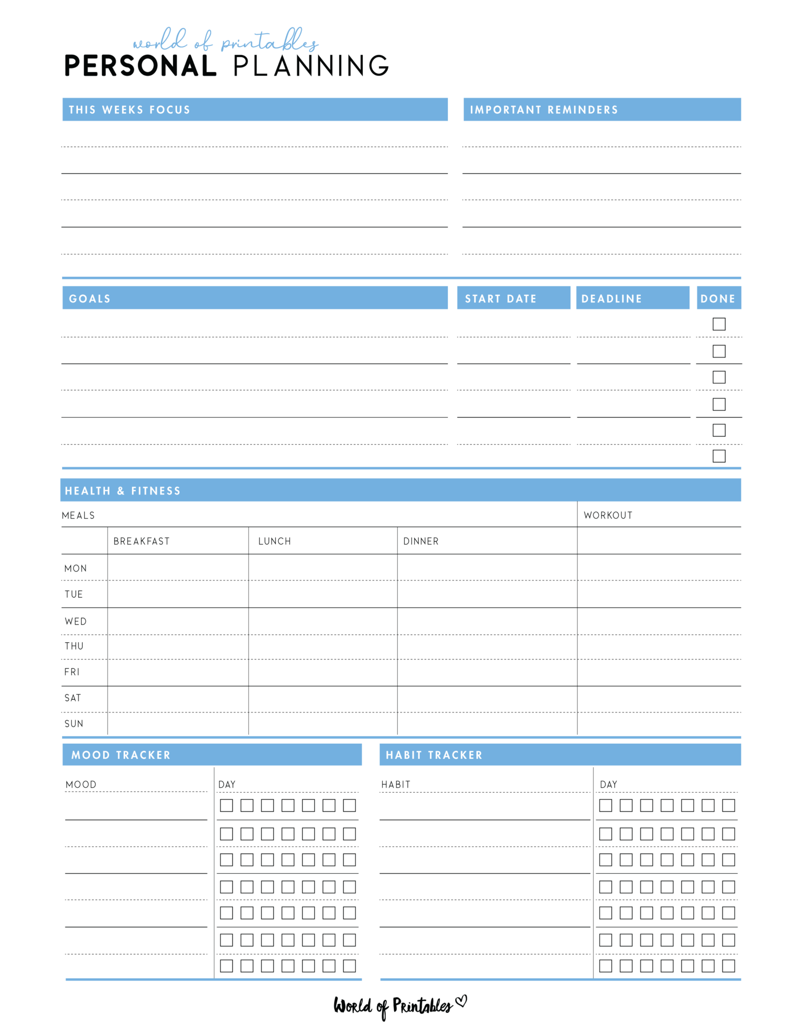 Download Personal Planner Templates PDF - World of Printables