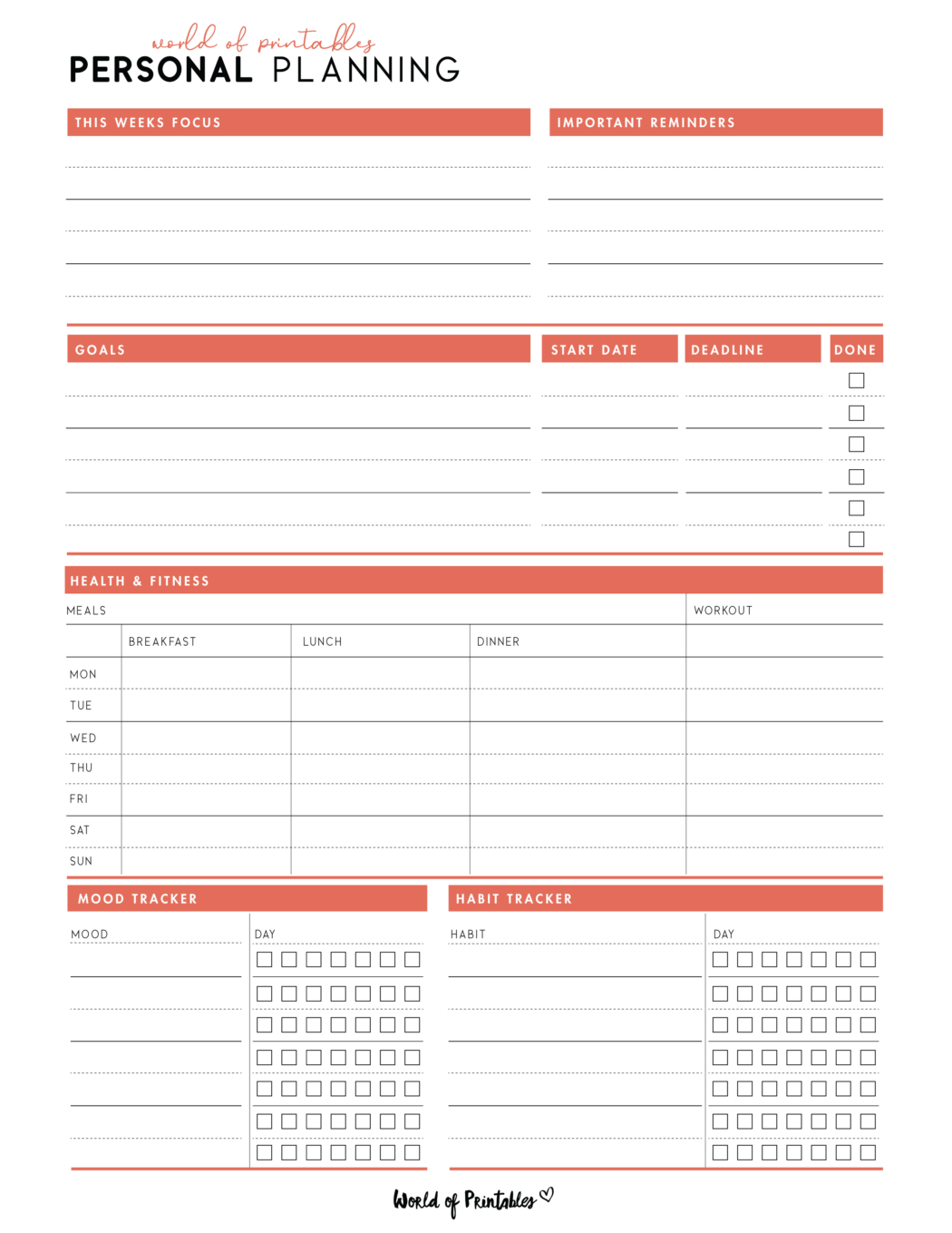 Download Personal Planner Templates PDF - World of Printables