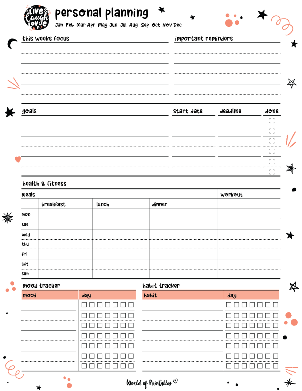 Download Personal Planner Templates PDF - World of Printables
